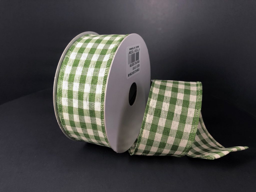 Gingham Ribbon, 1.5"X10YARDS, Moss Ivory – Love That Ribbon