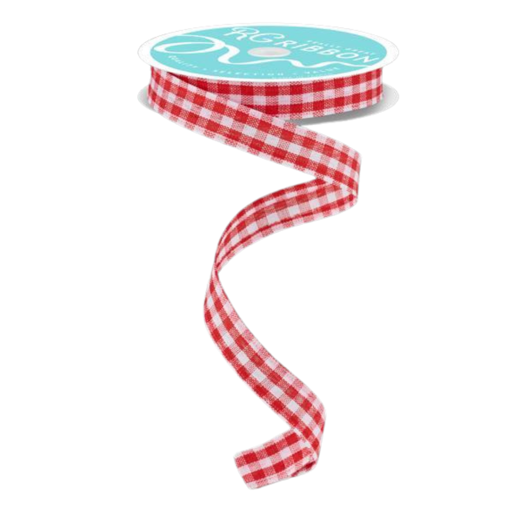 Gingham Check Ribbon, 5/8"X10YD, Red White – Love That Ribbon