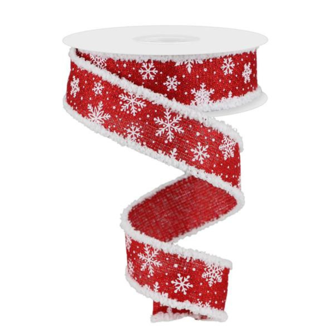 White Snowflake Metallic Drift Ribbon, 1.5"X10YD, Red White – Love That ...