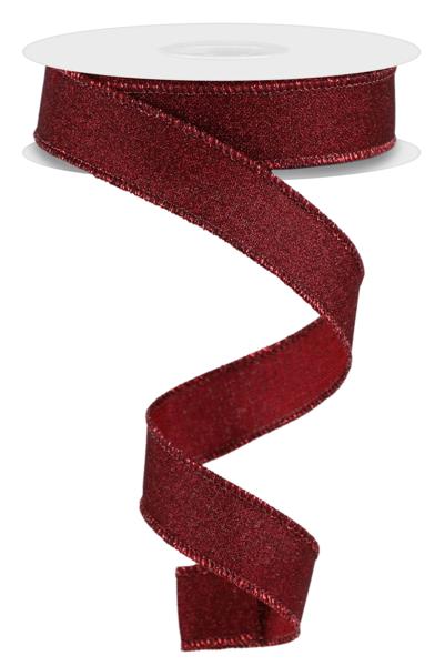 Fine Glitter On Royal Ribbon, 7/8" X 10 YARDS, Burgundy – Love That Ribbon
