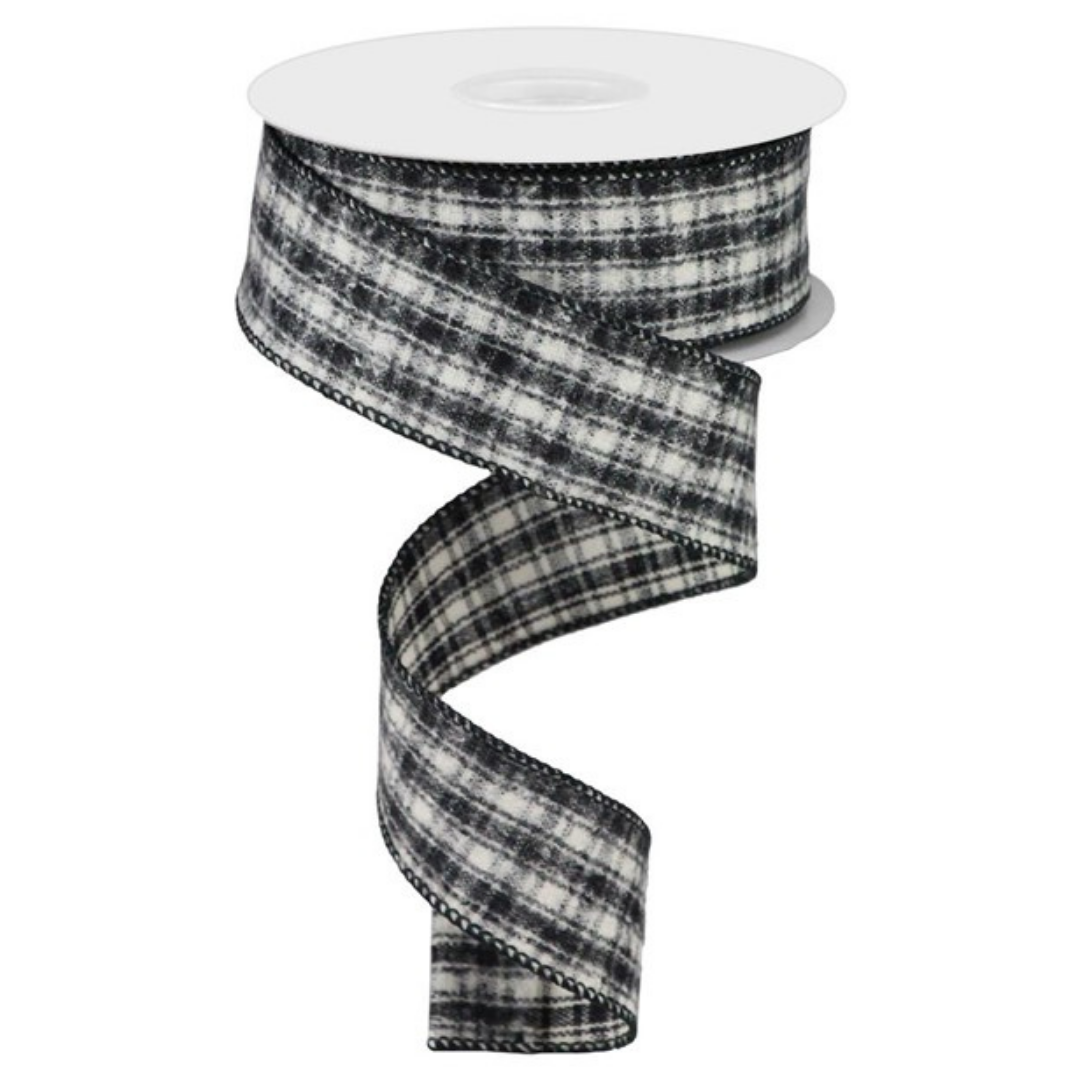 Fuzzy Multi Check Ribbon, 1.5" x 10 yards, Black and Beige – Love That ...