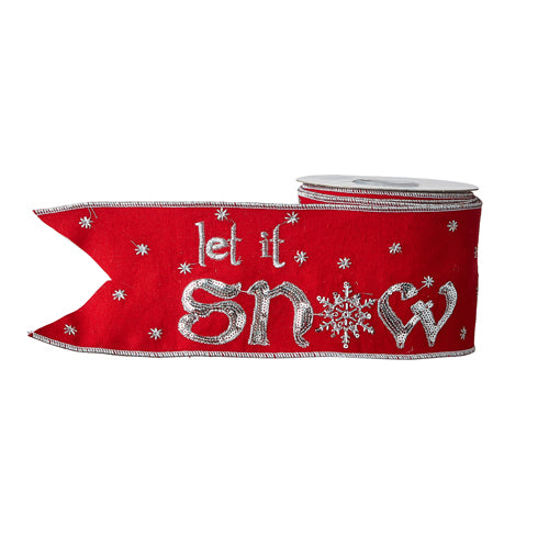 Let It Snow Ribbon, 4" x 10 yards, Red and Silver – Love That Ribbon
